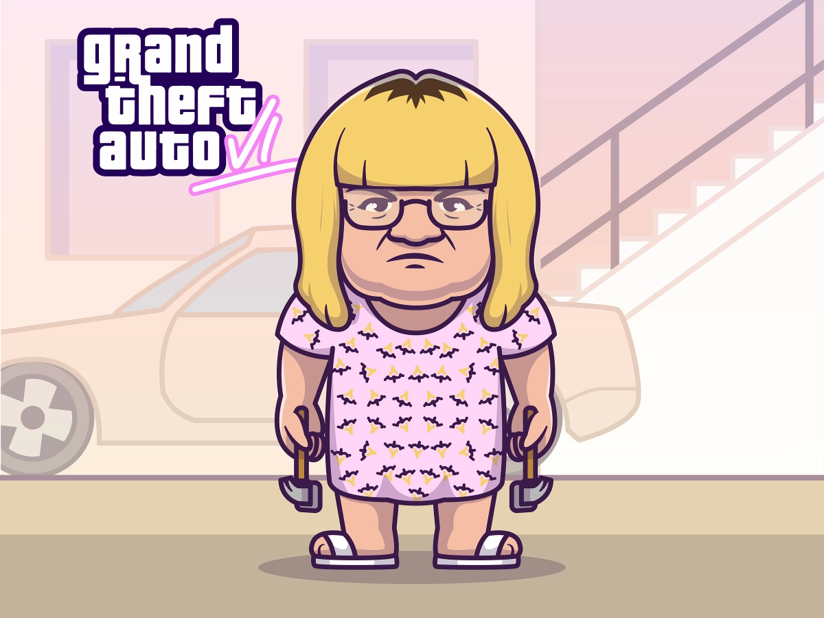 Crazy Hammer Lady Illustration Design By Catalyst - GTAVice.net