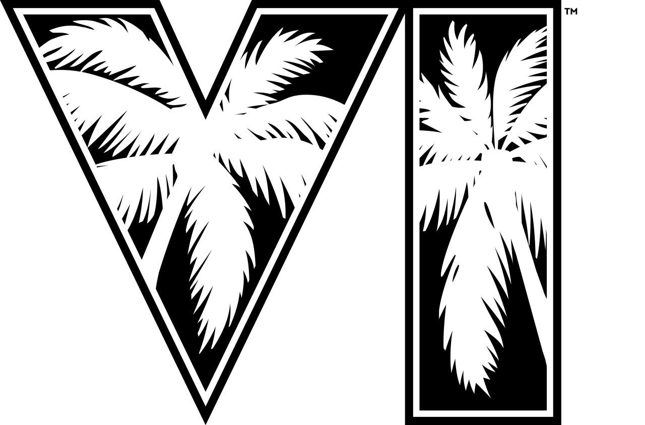 VI Logo With Palm Trees Trailer 2 (Black + Transparent) - GTAVice.net