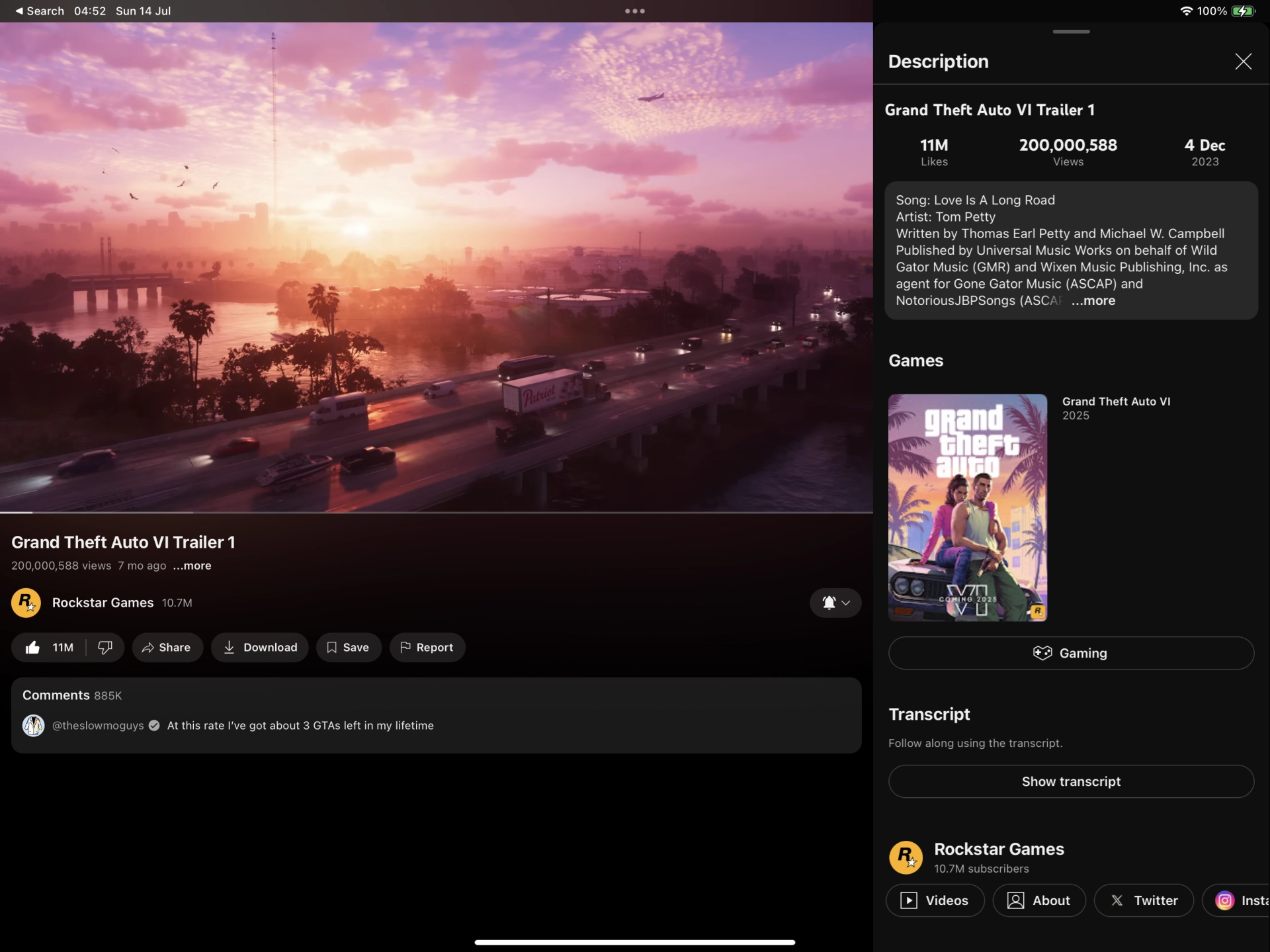 GTA VI Trailer 1 Hits 200 Million Views - GTAVice.net