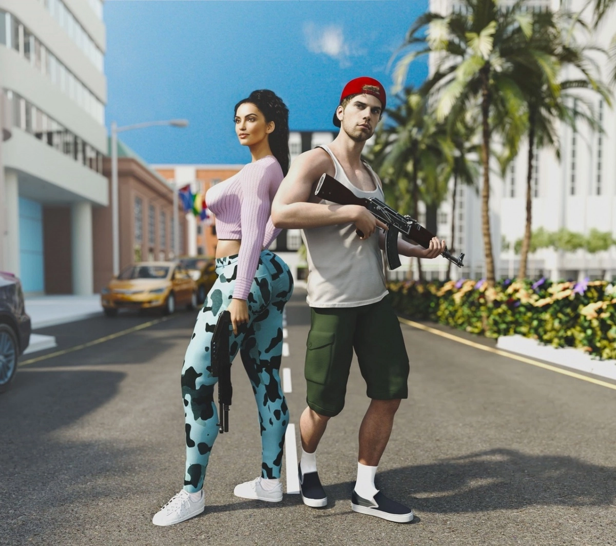 Jason And Lucia Render With Weapons - GTAVice.net