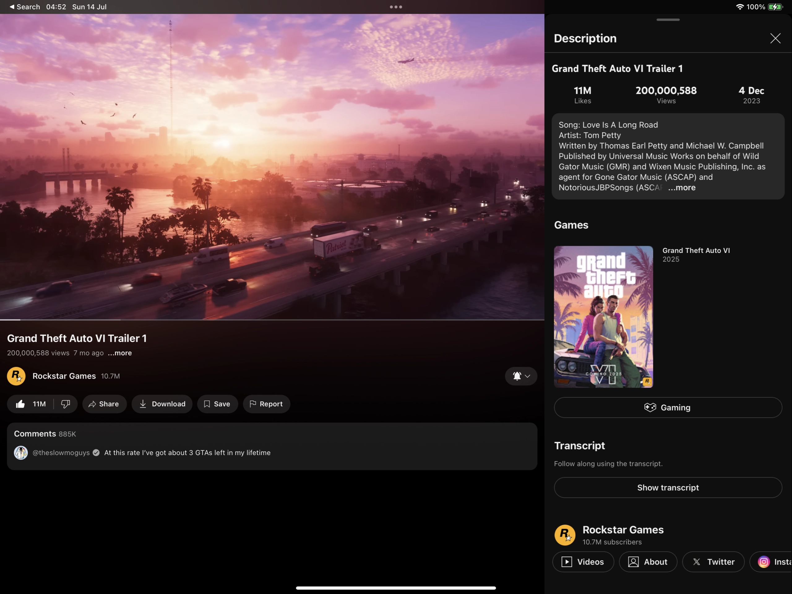 GTA VI Trailer 1 Hits 200 Million Views - GTAVice.net